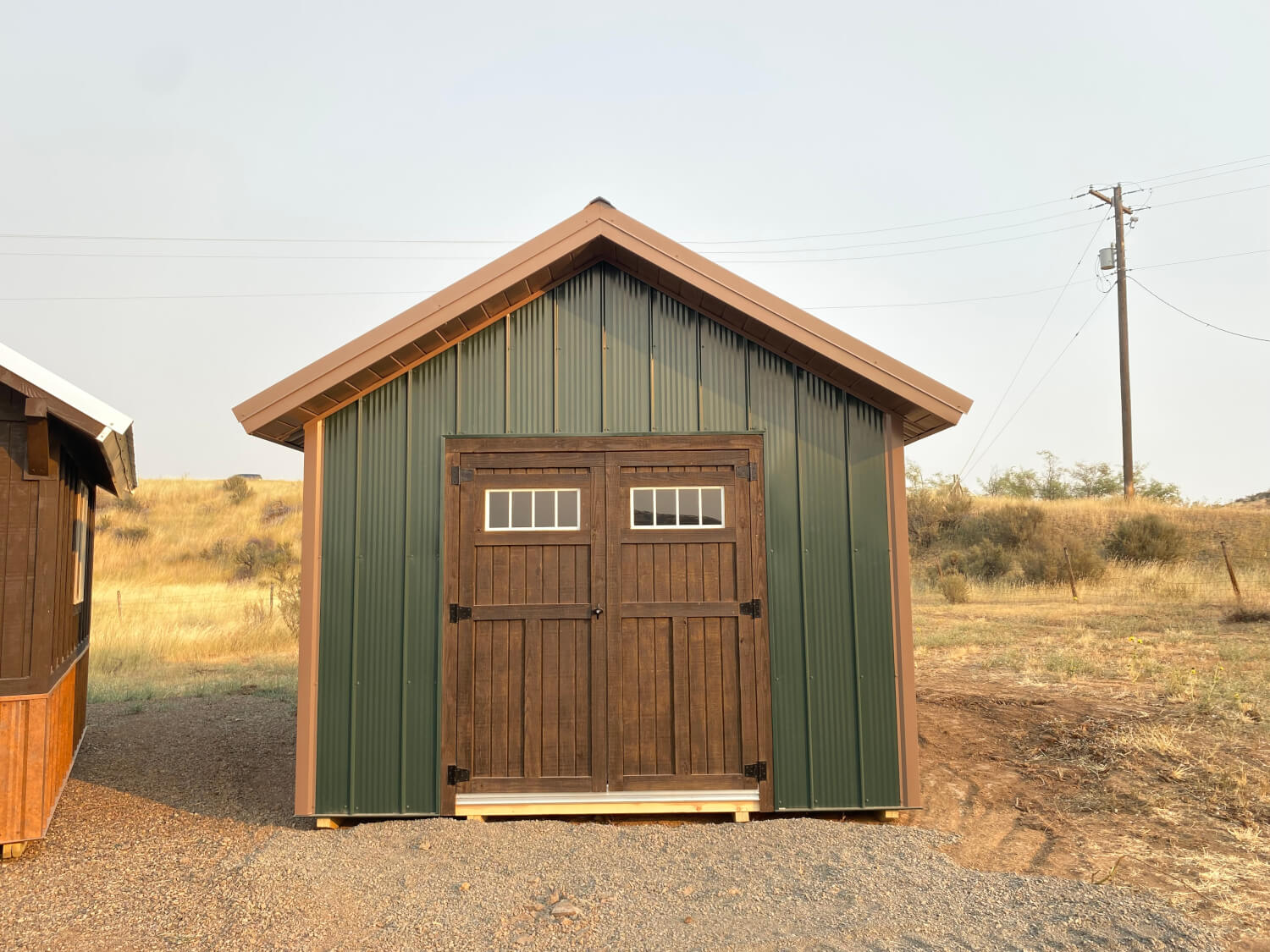 Metal Clad Series 12x20 Frst Grn / Wthrd Cppr - Mesa Shed Company