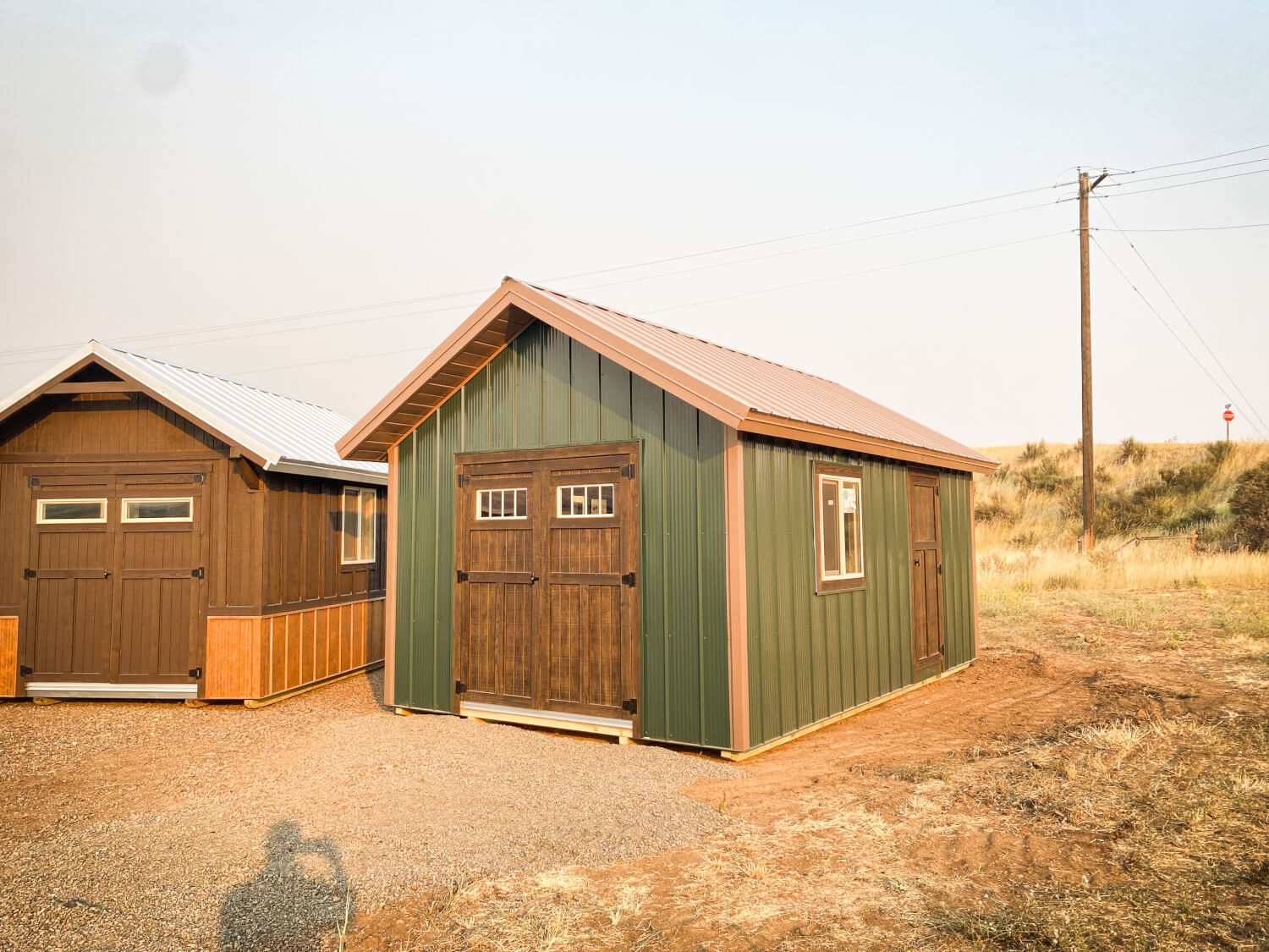 Metal Clad Series 12x20 Frst Grn / Wthrd Cppr - Mesa Shed Company