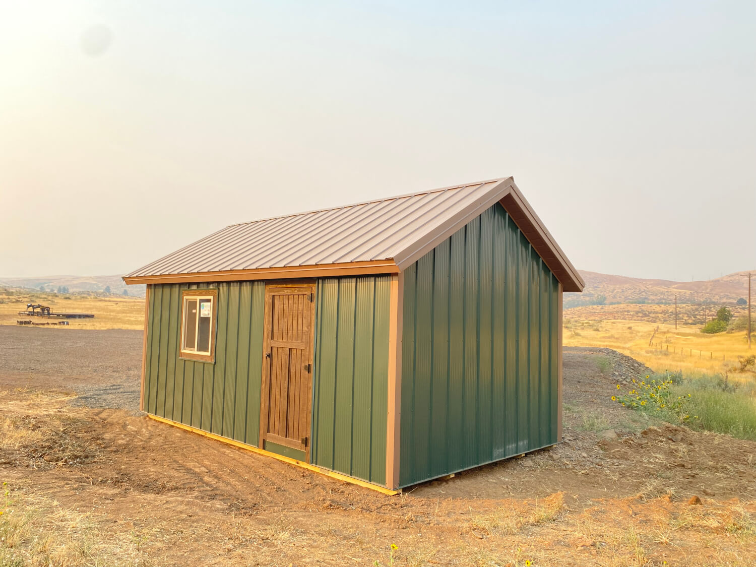 Metal Clad Series 12x20 Frst Grn / Wthrd Cppr - Mesa Shed Company
